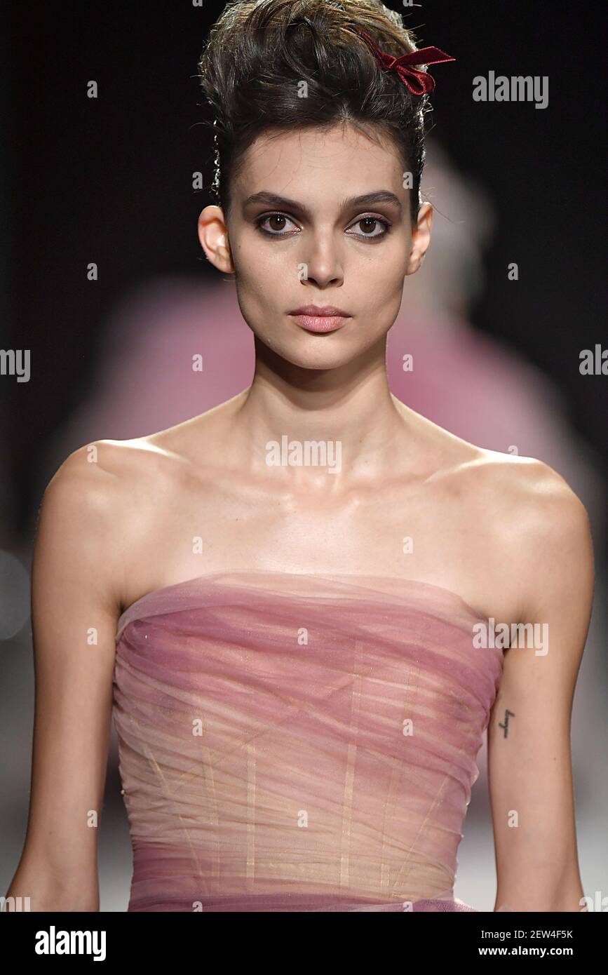 Model Charlee Fraser walks on the runway during the Marchesa Fashion ...