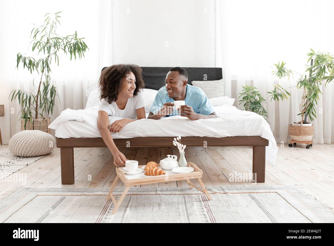 Enjoy communication, morning positive mood, rest and relaxation Stock ...