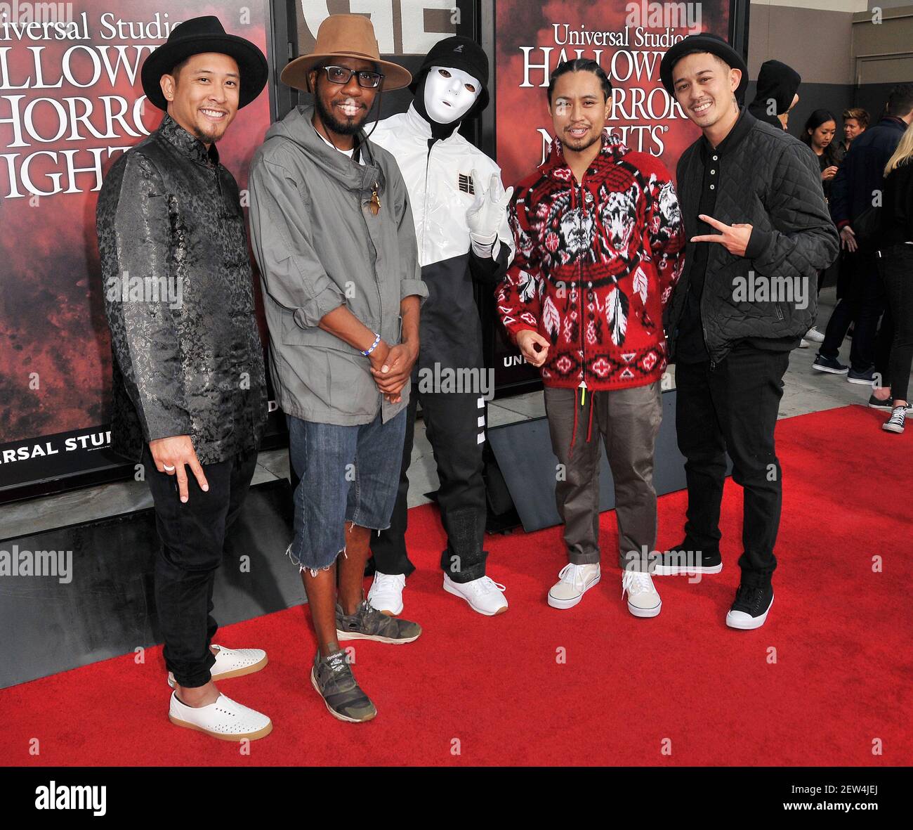(L-R) Jabbawockeez - Joe Larot, Kevin Brewer, Jabbawockee, Phil Tayag and Rynan Paguio at the ...