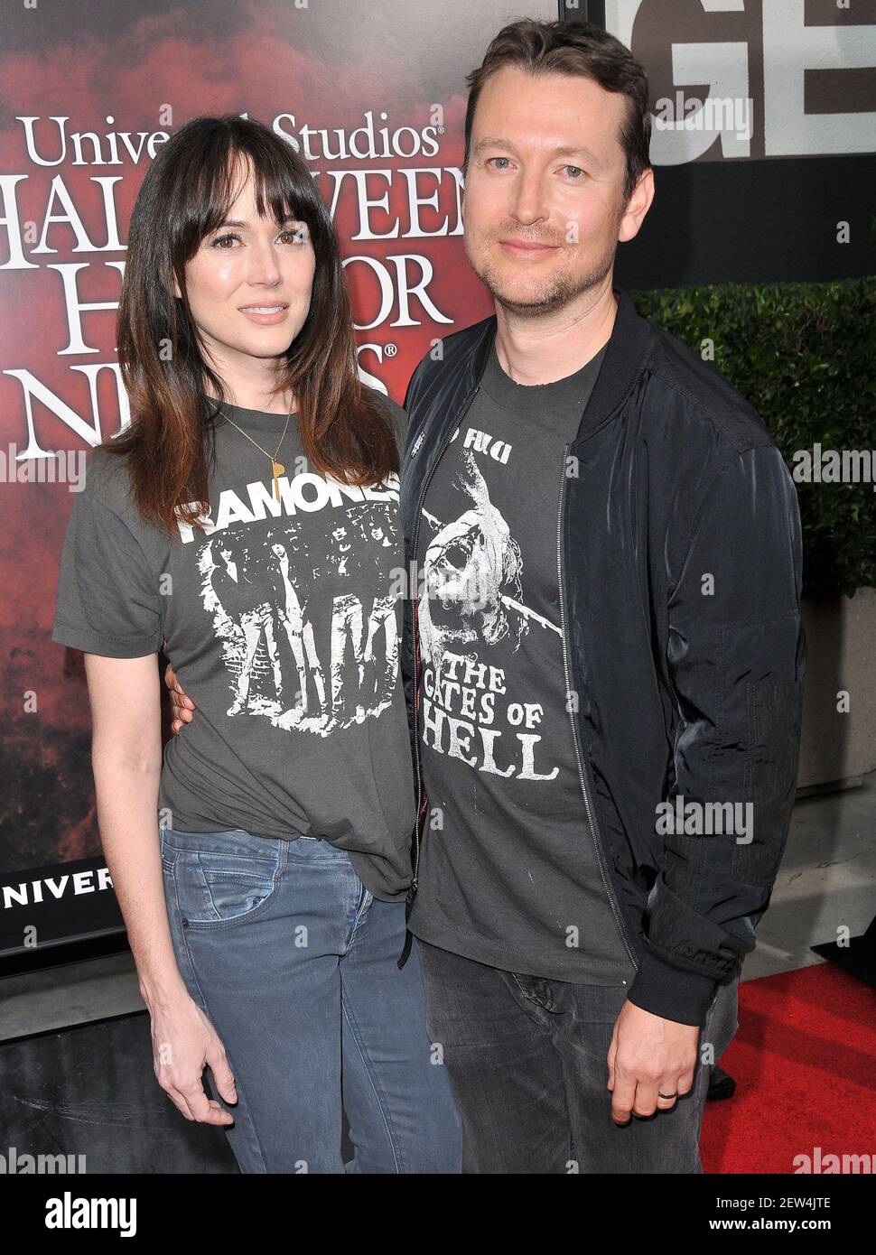 (L-R) Corbett Tuck and Leigh Whannell arrives at the Universal Studios Halloween Horror Nights ...