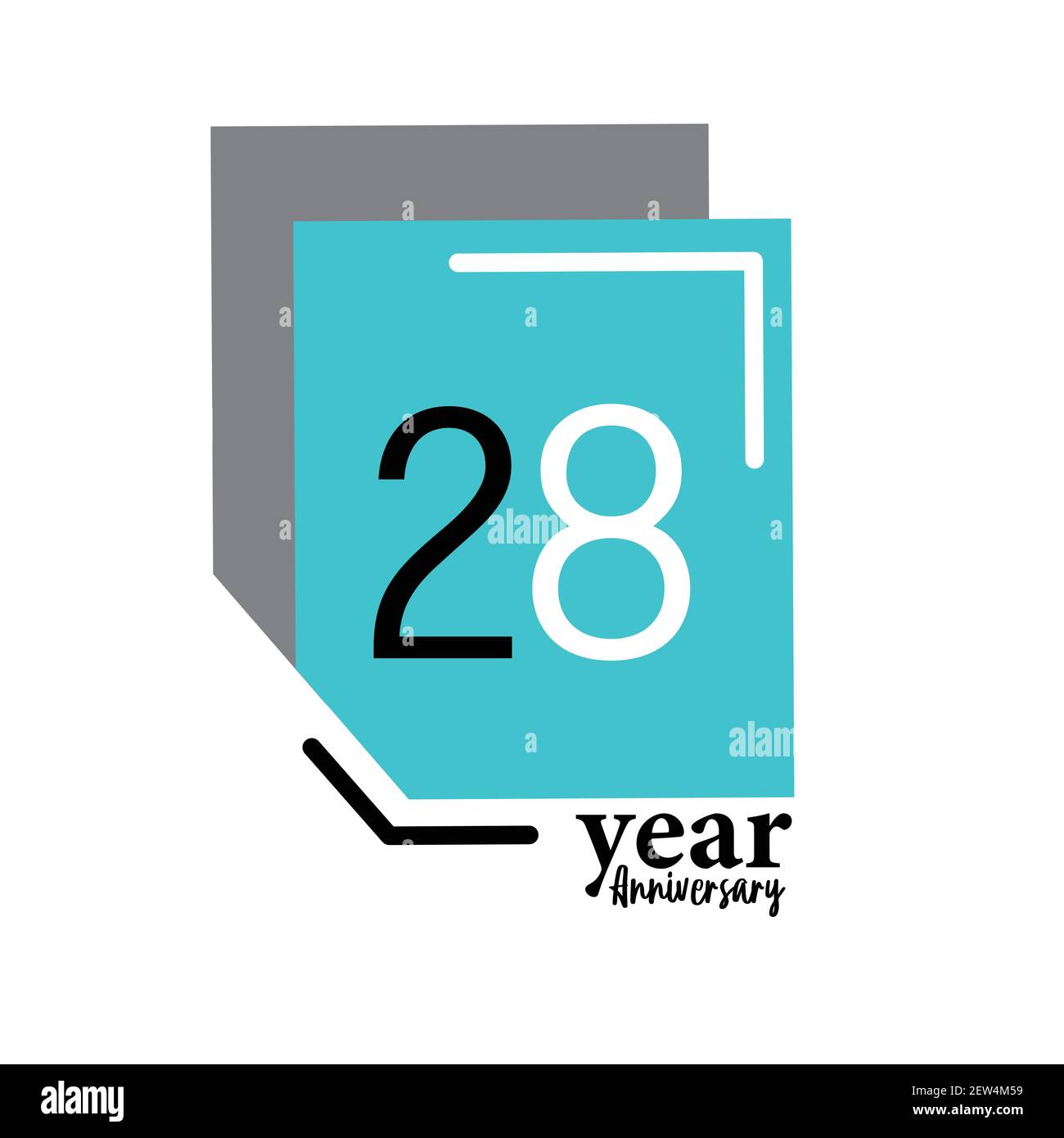 28 Year Anniversary Vector Template Design Illustration Blue Box ...