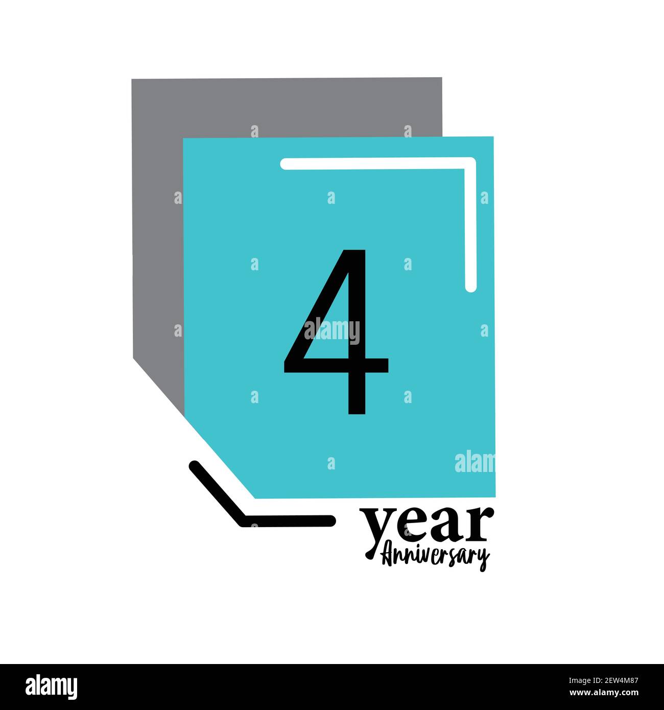 4 Year Anniversary Vector Template Design Illustration Blue Box Elegant ...