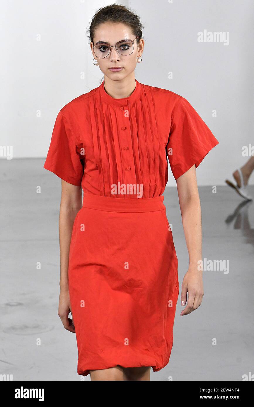 Model Romy Schonberger walks on the runway during the Ports 1961 ...