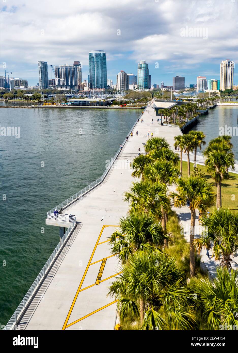 City skyline from Pier Point on the new St Pete Pier opened in 2020 in ...