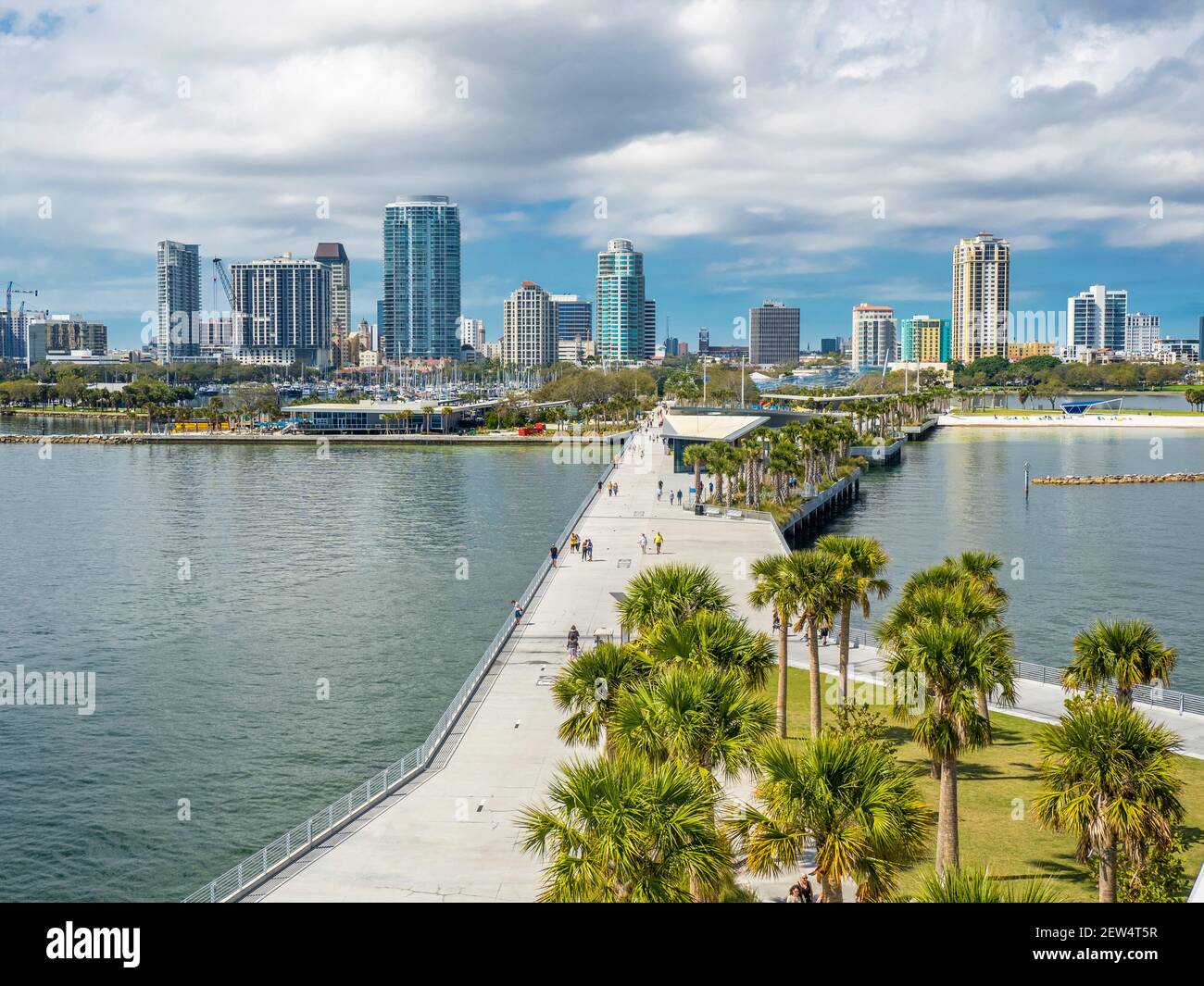 City skyline from Pier Point on the new St Pete Pier opened in 2020 in ...