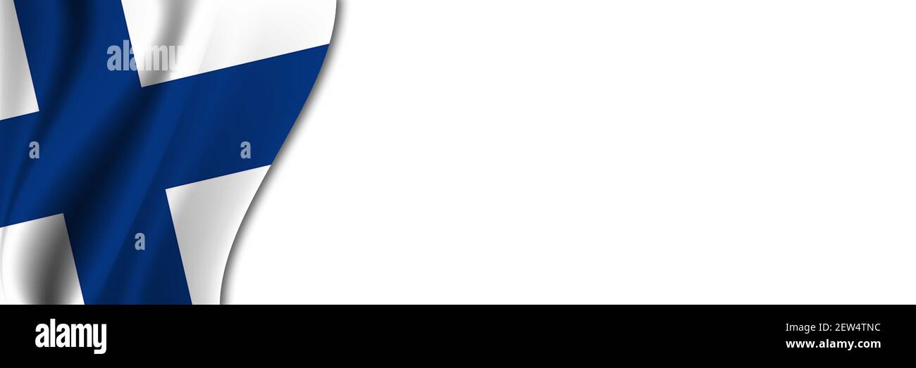 Finland flag on white background. White background with place for text ...