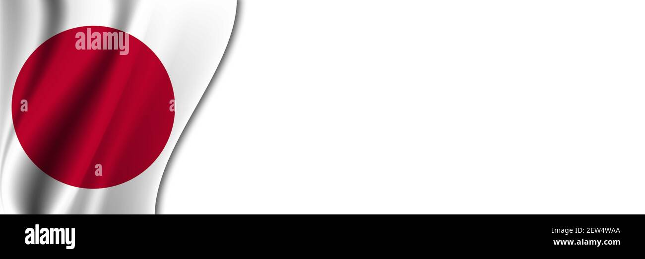 Japan flag on white background. White background with place for text ...