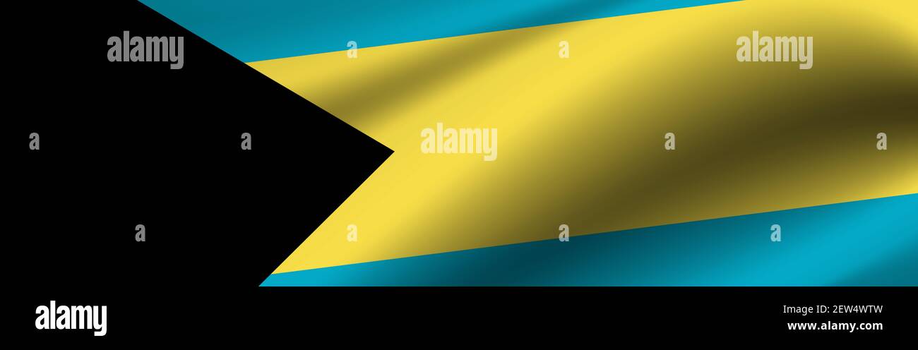 Banner with the flag of Bahamas. Fabric texture of the flag of Bahamas ...