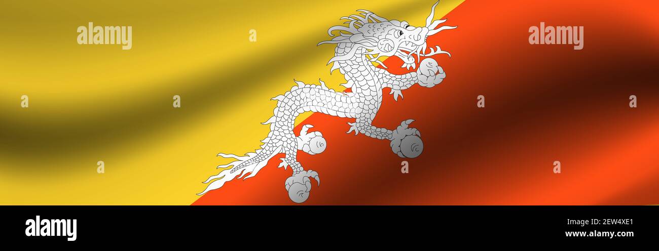 Banner with the flag of Butane. Fabric texture of the flag of Butane ...