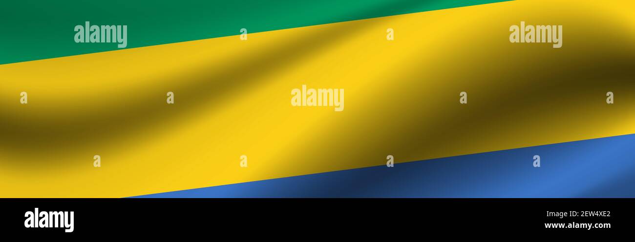 Banner with the flag of Gabon. Fabric texture of the flag of Gabon ...