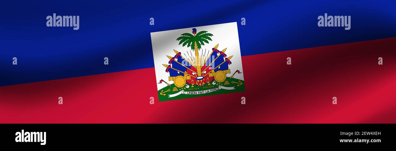 Banner with the flag of Haiti. Fabric texture of the flag of Haiti ...