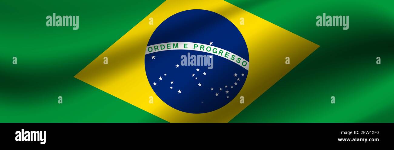 Banner with the flag of Brazil. Fabric texture of the flag of Brazil ...