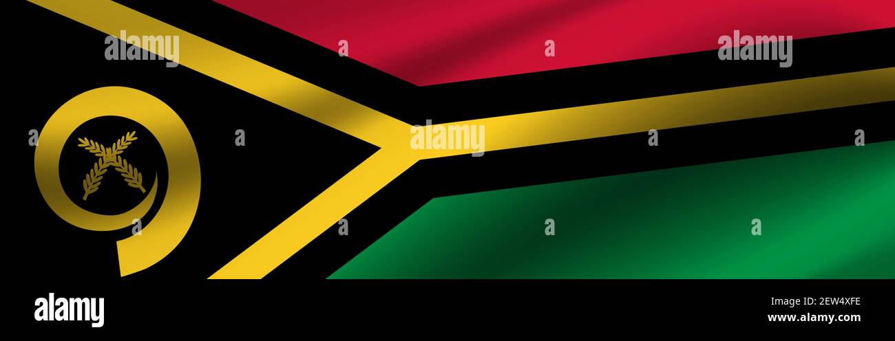 Banner with the flag of Vanuatu. Fabric texture of the flag of Vanuatu ...