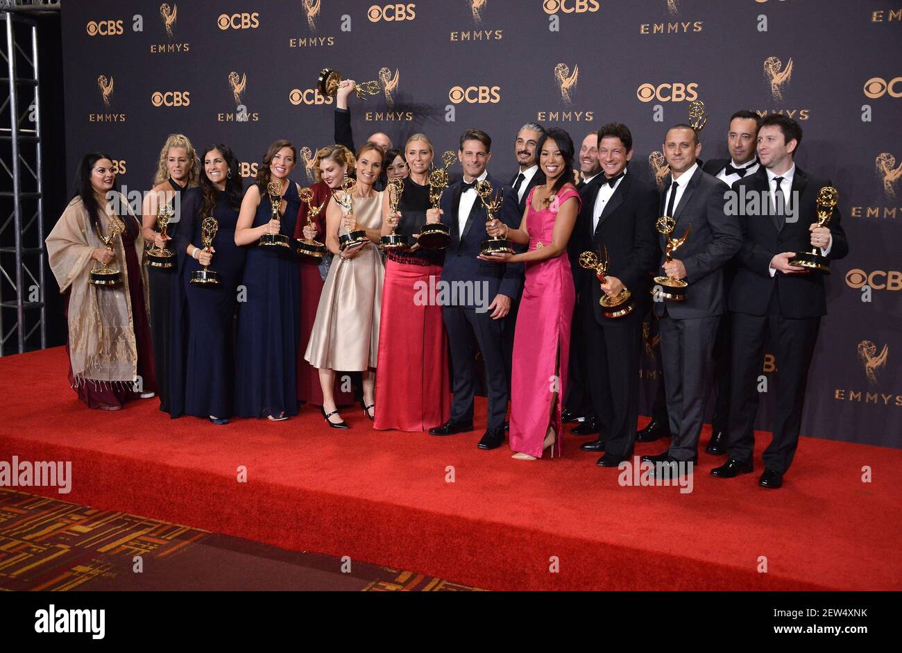 Audrey Morrissey (C) and 'The Voice' crew members, winners of ...