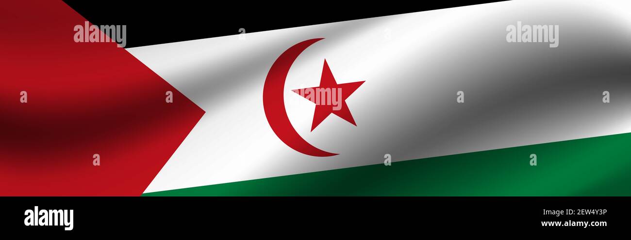 Banner with the flag of Western Sahara Fabric texture of the flag of ...