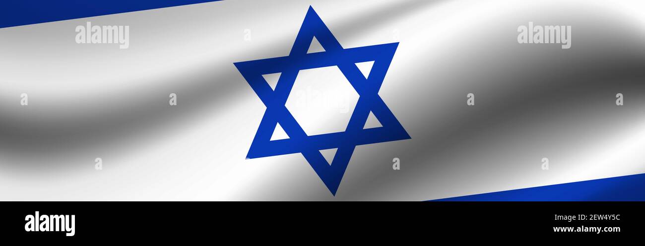 Banner with the flag of Israel Fabric texture of the flag of Israel ...