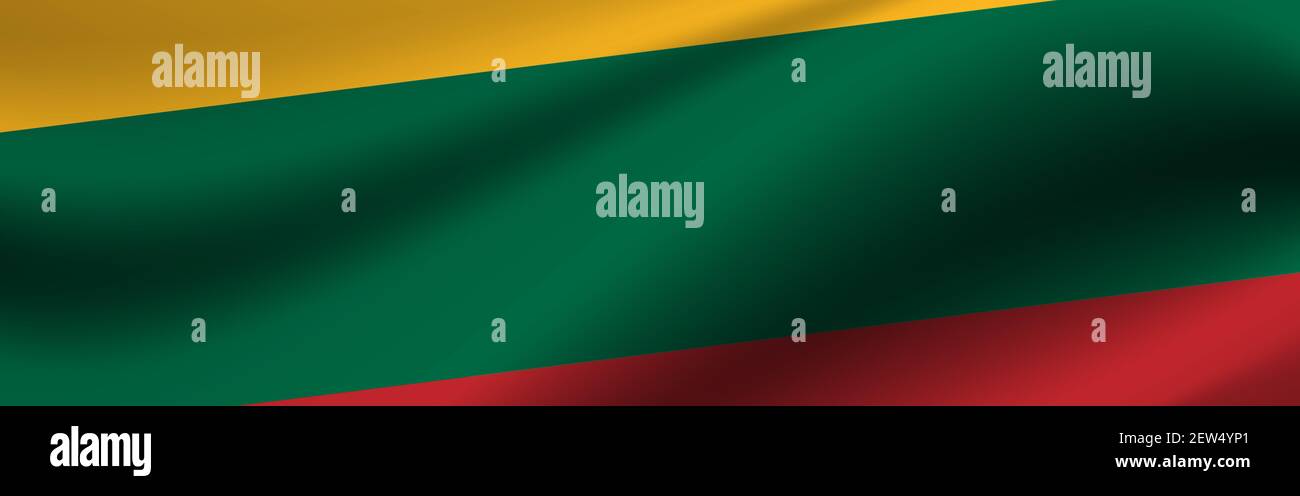 Banner with the flag of Lithuania. Fabric texture of the flag of ...