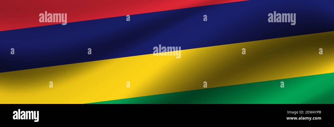 Banner with the flag of Mauritius. Fabric texture of the flag of ...
