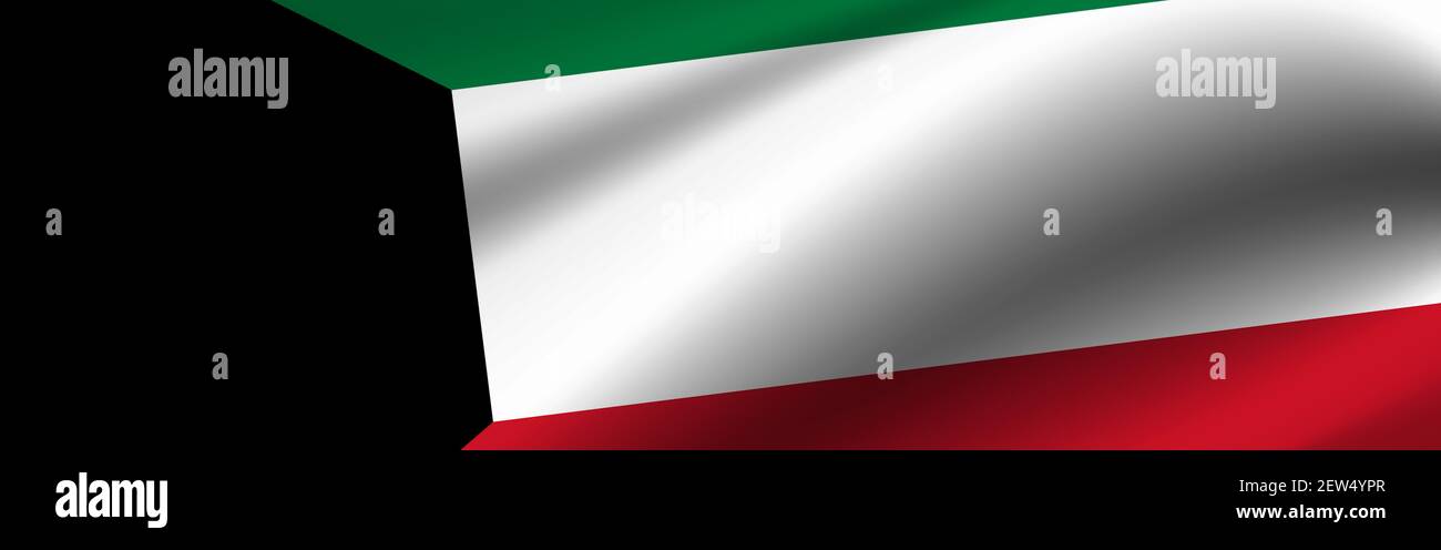 Banner with the flag of Kuwait Fabric texture of the flag of Kuwait ...