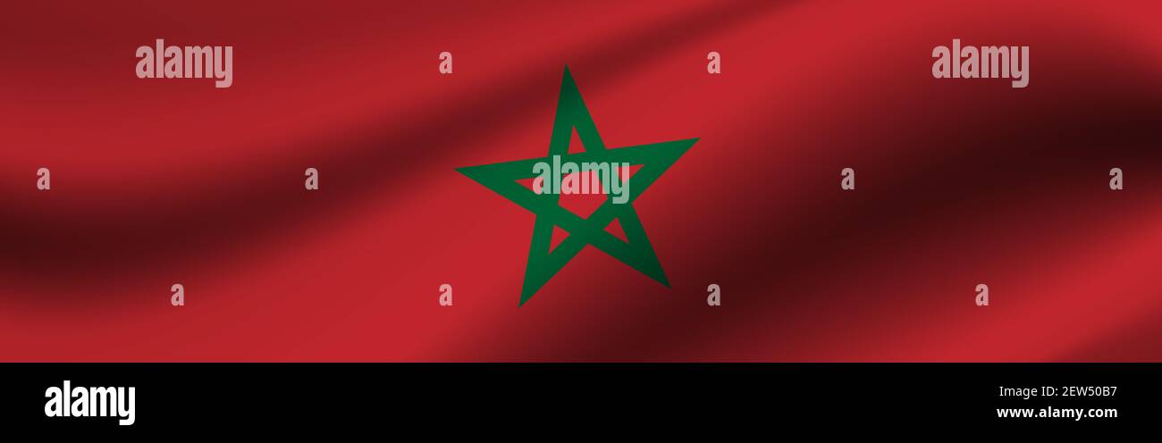 Banner with the flag of Morocco. Fabric texture of the flag of Morocco ...