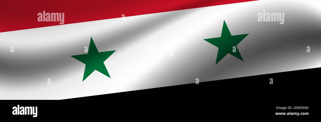 Banner with the flag of Syria. Fabric texture of the flag of Syria ...