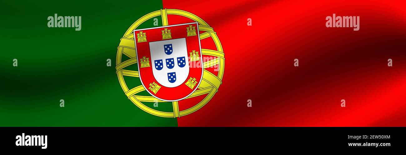 Banner with the flag of Portugal. Fabric texture of the flag of ...