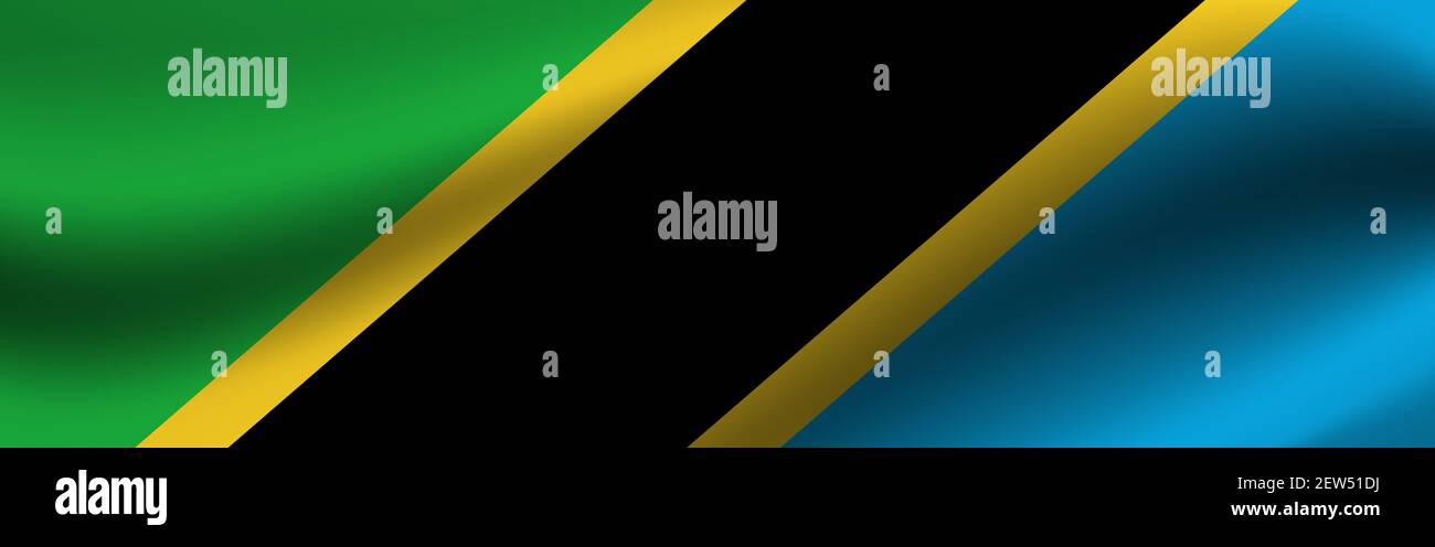 Banner with the flag of Tanzania. Fabric texture of the flag of ...