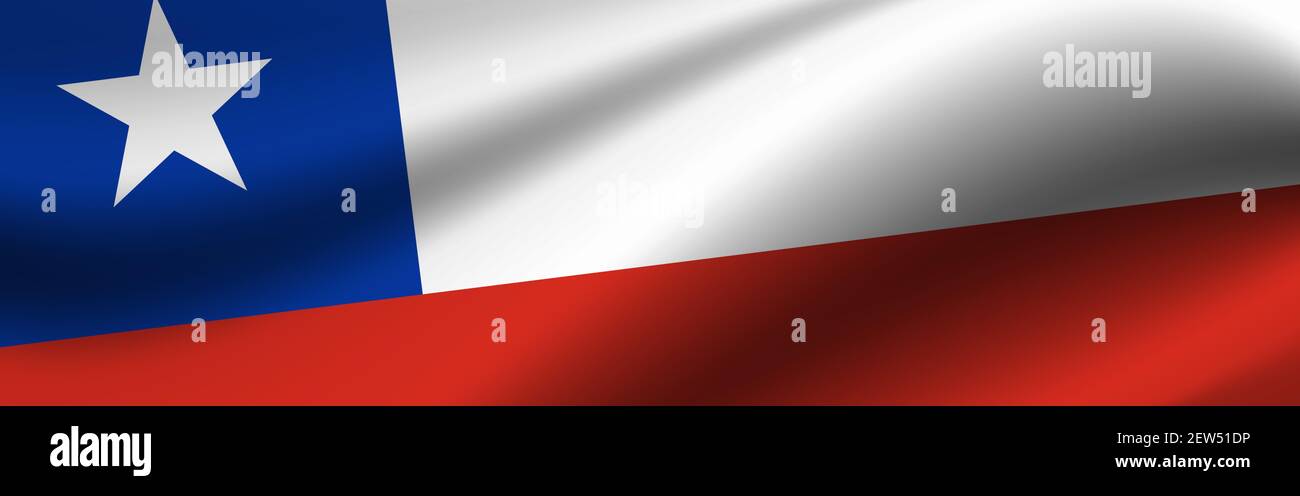 Banner with the flag of Chile. Fabric texture of the flag of Chile ...