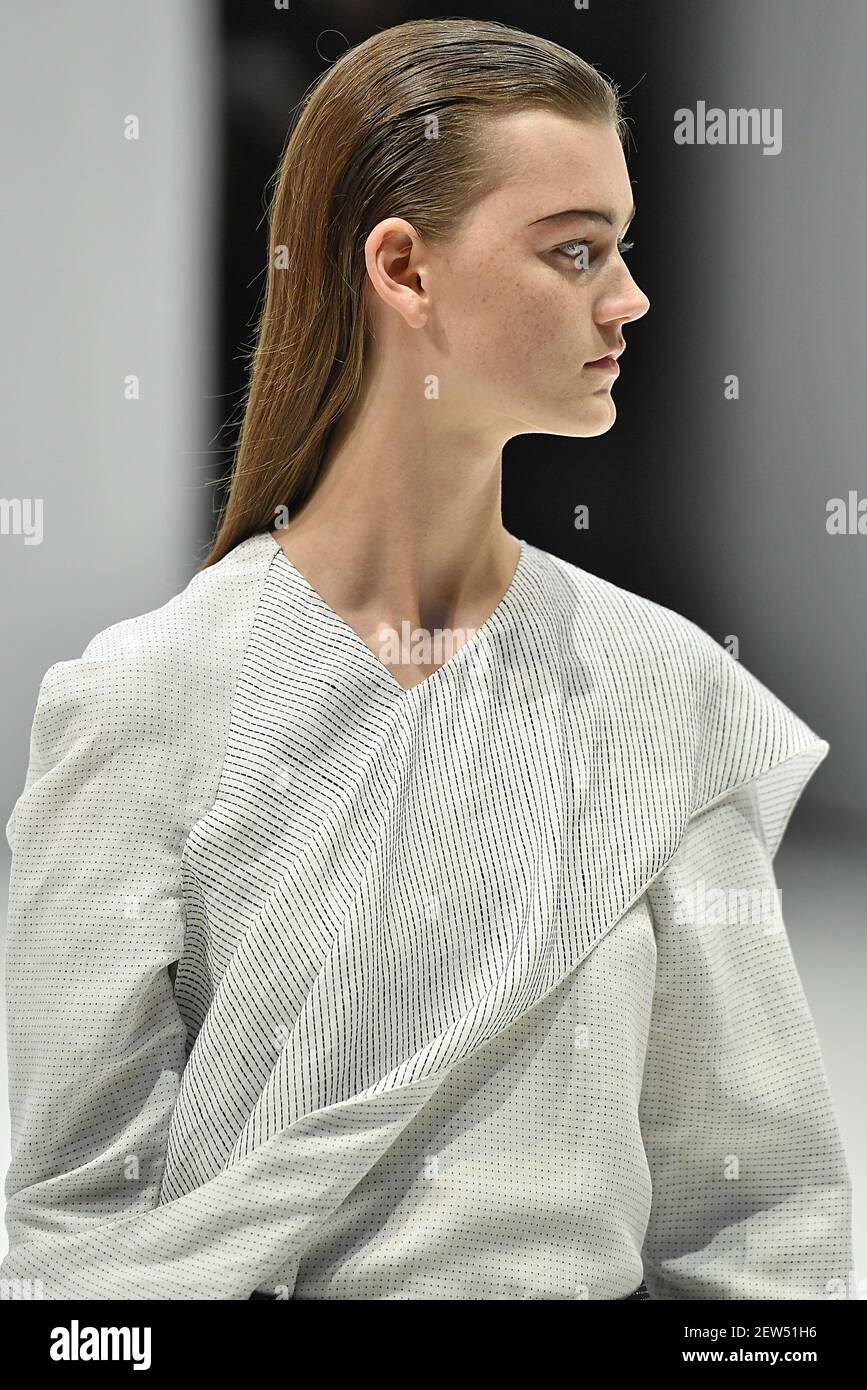 Model Malene Schmidt walks on the runway during the Chalayan Fashion ...