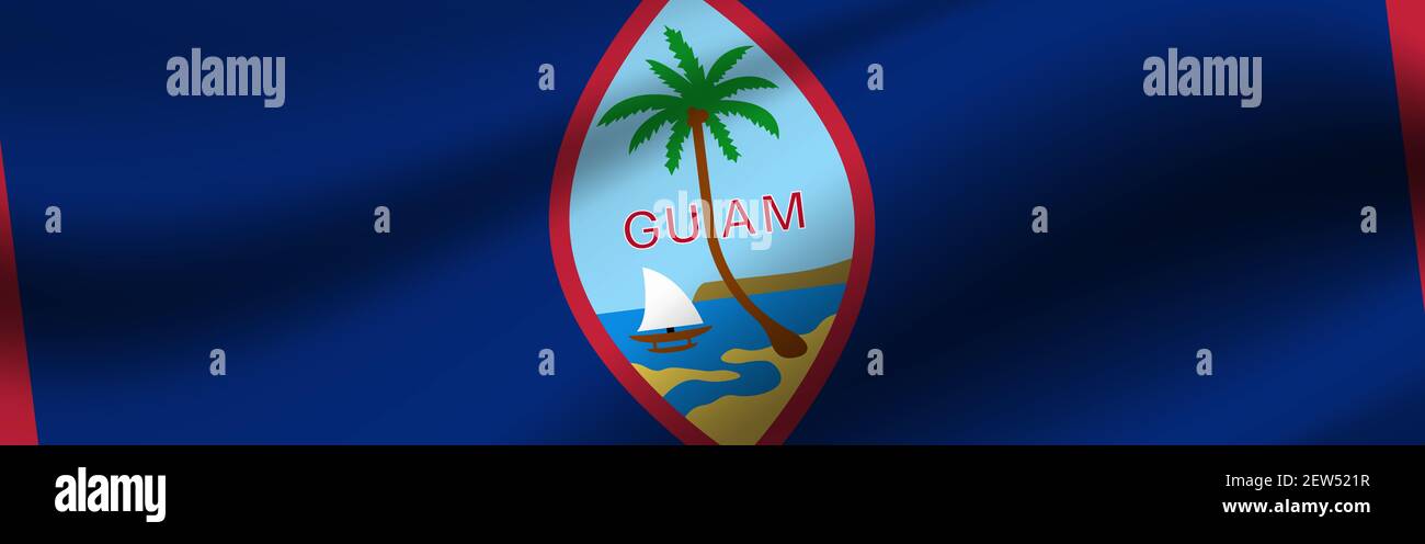 Banner with the flag of Guam. Fabric texture of the flag of Guam Stock ...