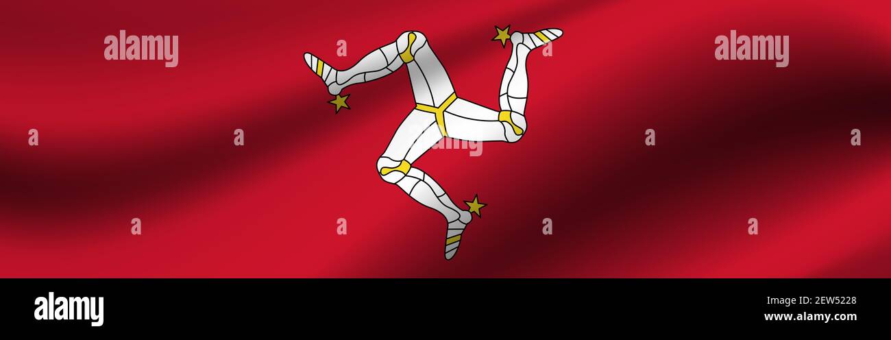 Banner with the flag of Isle of Man. Fabric texture of the flag of Isle ...