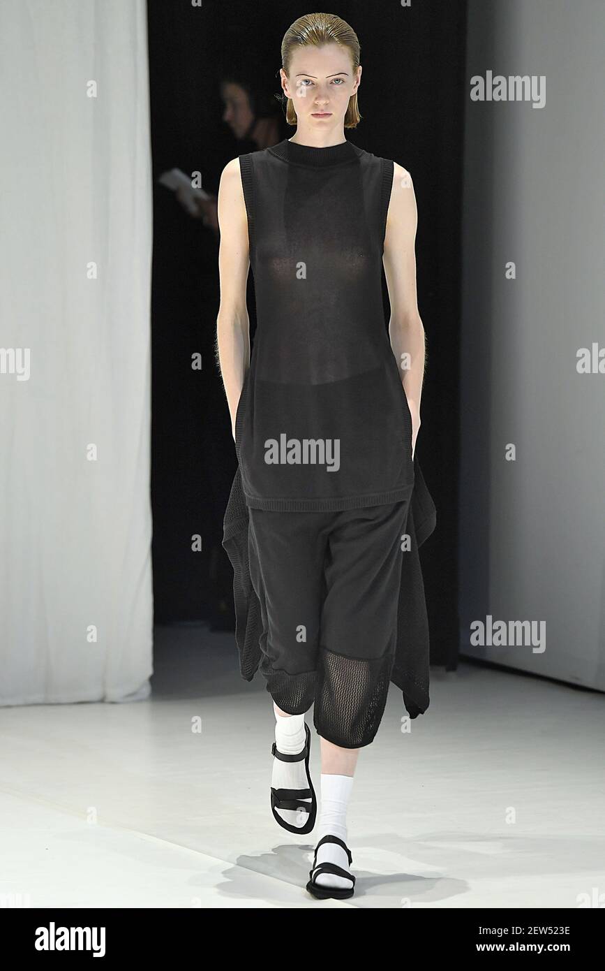 Model Sian Scale walks on the runway during the Chalayan Fashion Show ...