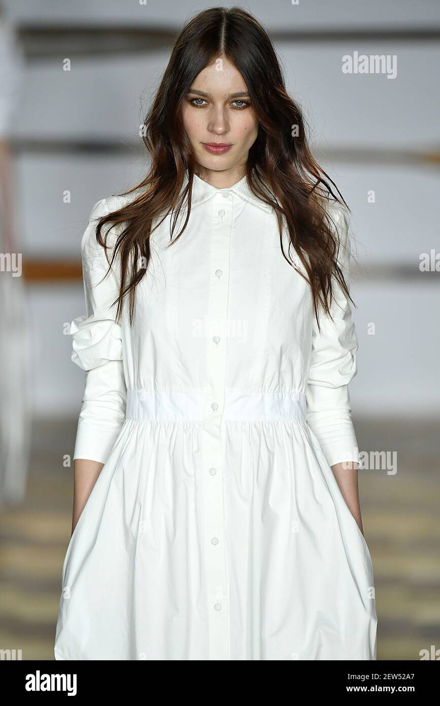 Model Alexandra Karpova walks on the runway during the Daks Fashion ...