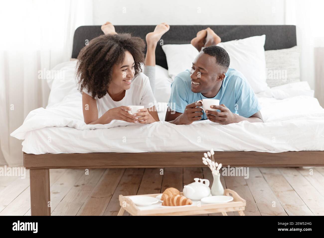 Free time in morning or weekend, breakfast in bed together and self ...