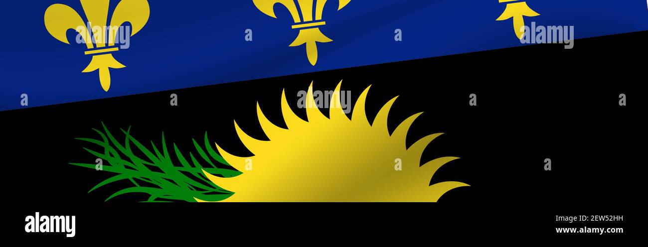 Banner with the flag of Guadeloupe. Fabric texture of the flag of ...