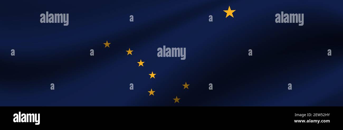Banner with the flag of Alaska. Fabric texture of the flag of Alaska ...