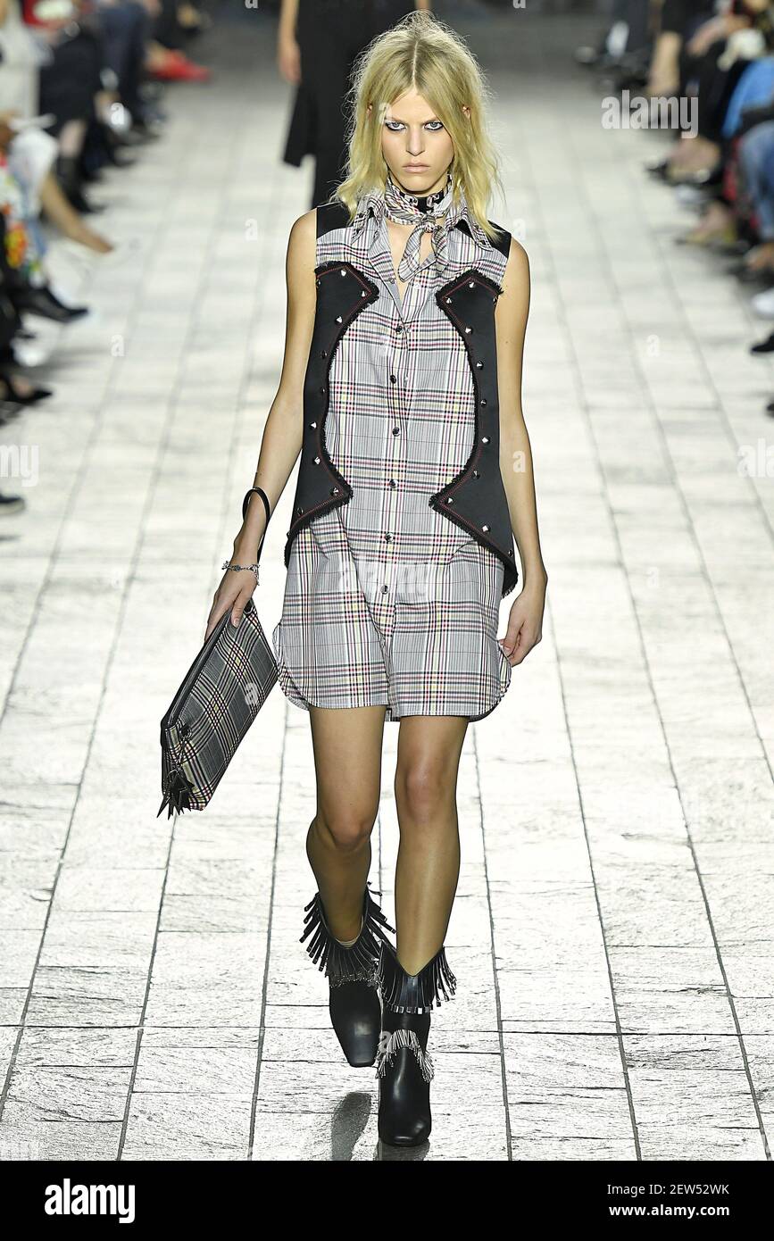 Model Line Kjaergaard walks on the runway during the Versus Versace ...