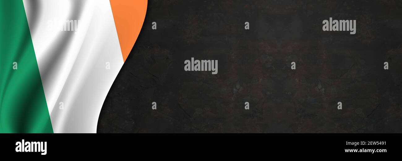 Ireland flag on concrete wall. Banner with fabric texture of the flag ...