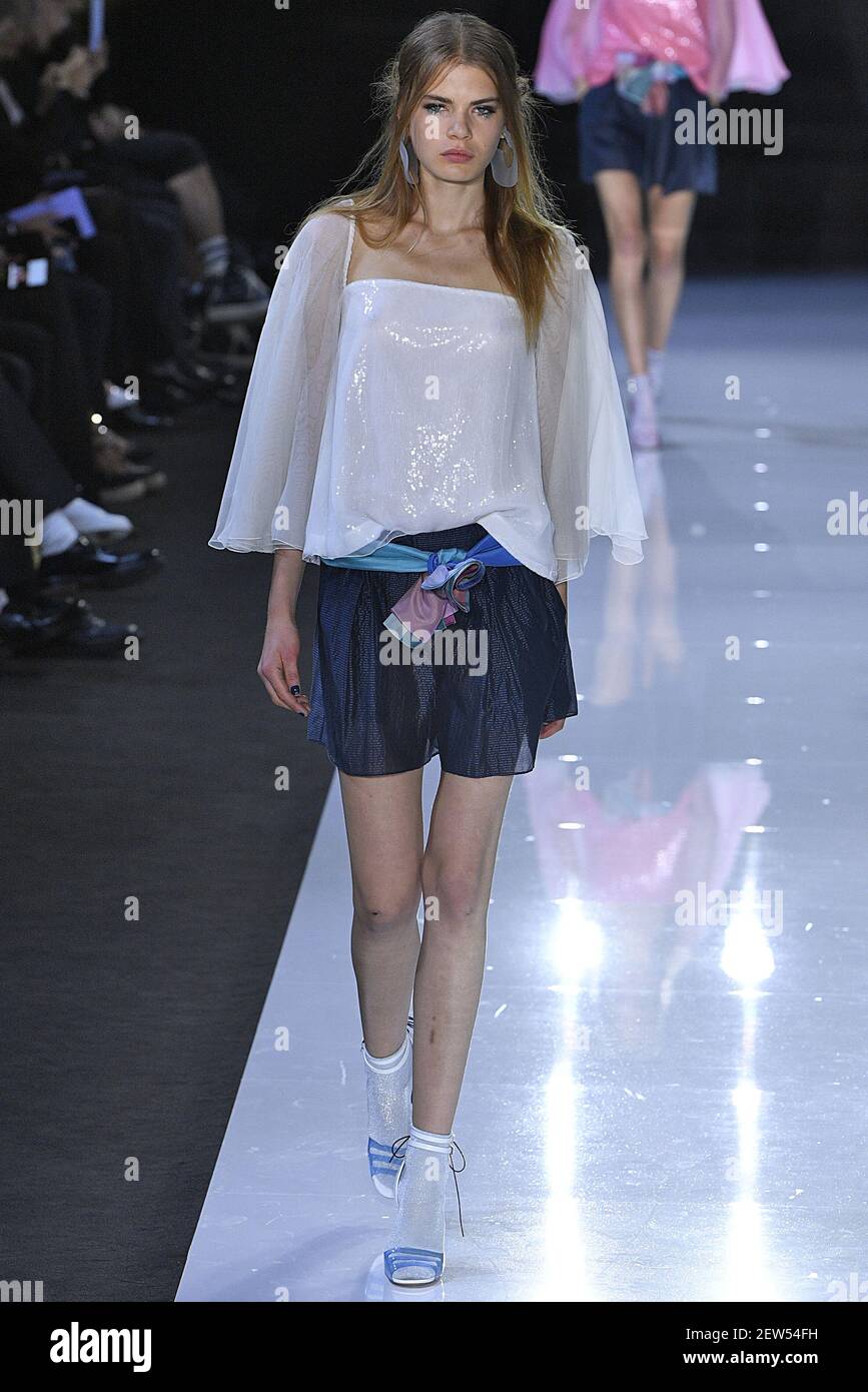 Model Sophie Rask walks on the runway during the Emporio Armani Fashion ...