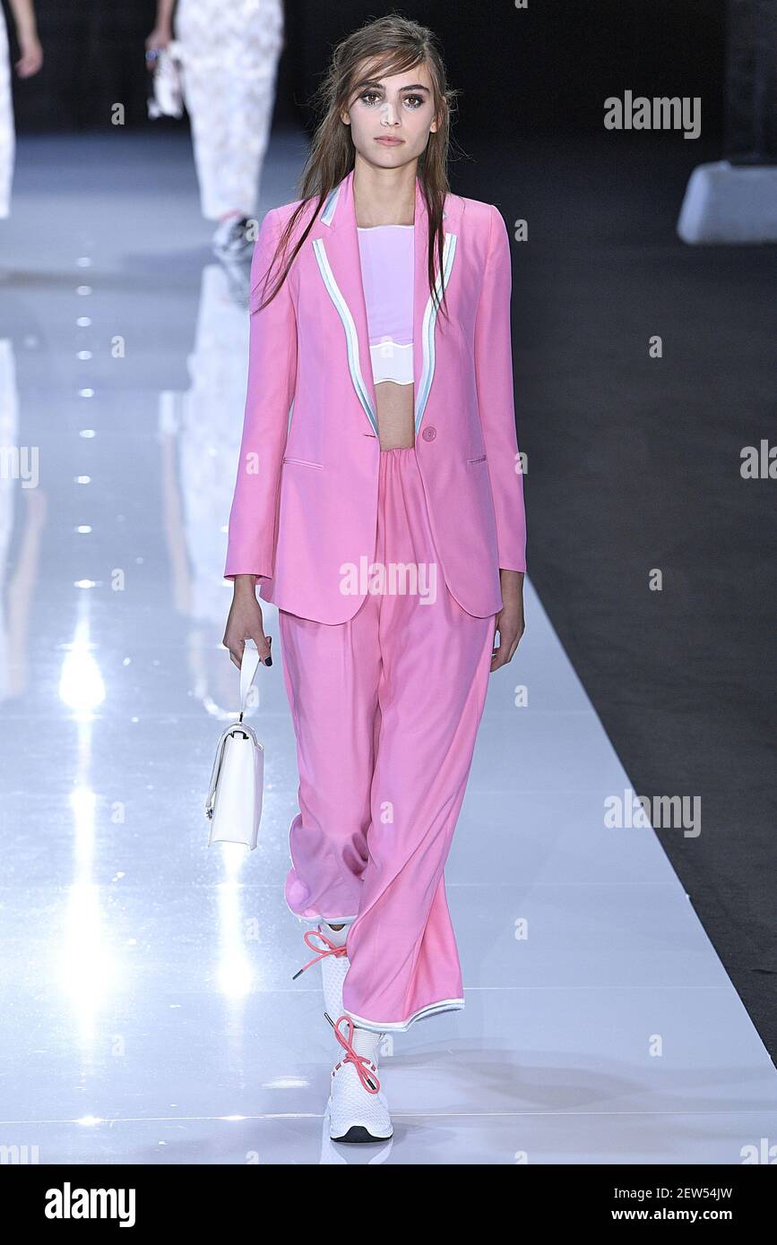 Model Romy Schonberger walks on the runway during the Emporio Armani ...