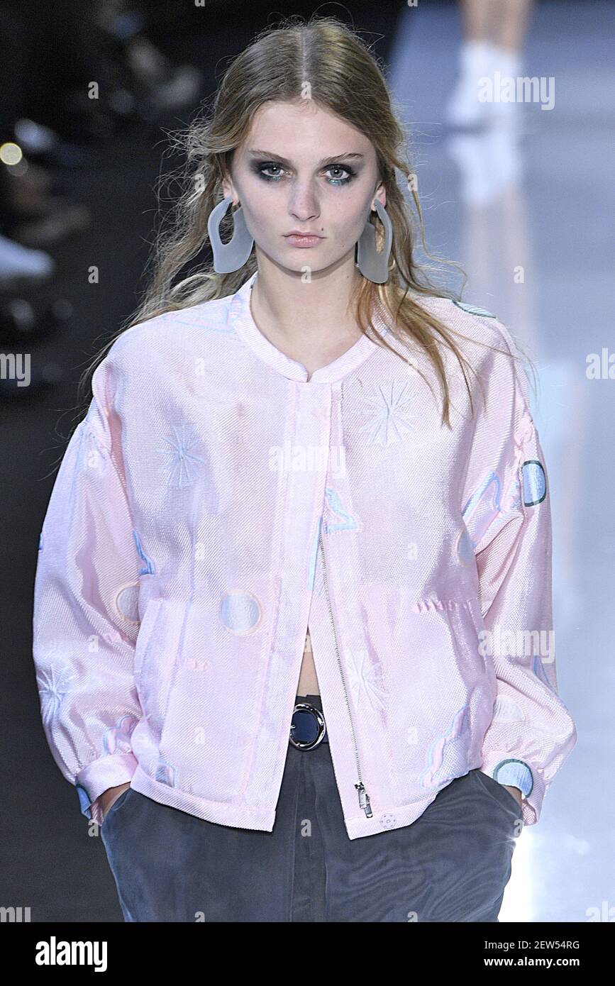 Model Sarah Armstrong walks on the runway during the Emporio Armani ...