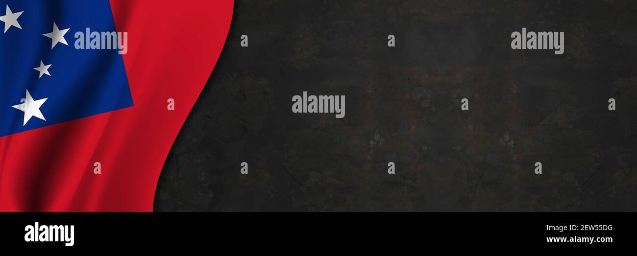 Samoa flag on concrete wall. Banner with fabric texture of the flag of ...