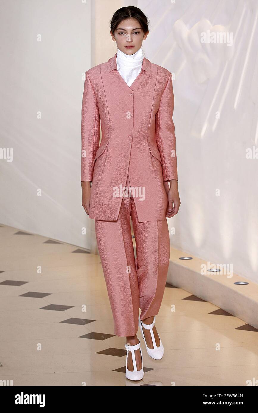 Model walks on the runway during the Emilia Wickstead Fashion Show ...