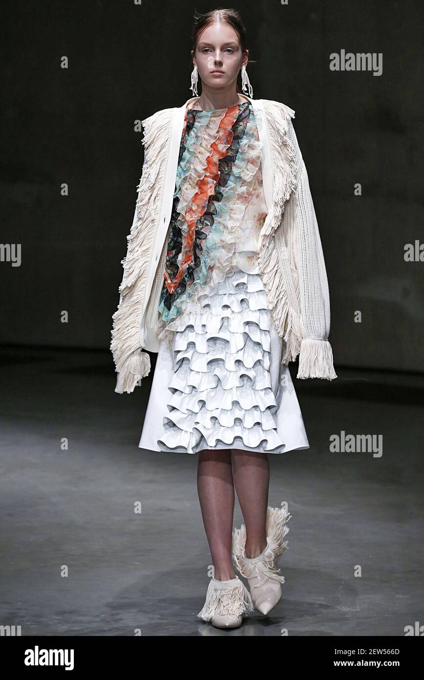 Model Ugne Kirvelaite walks on the runway during the Christopher Kane ...