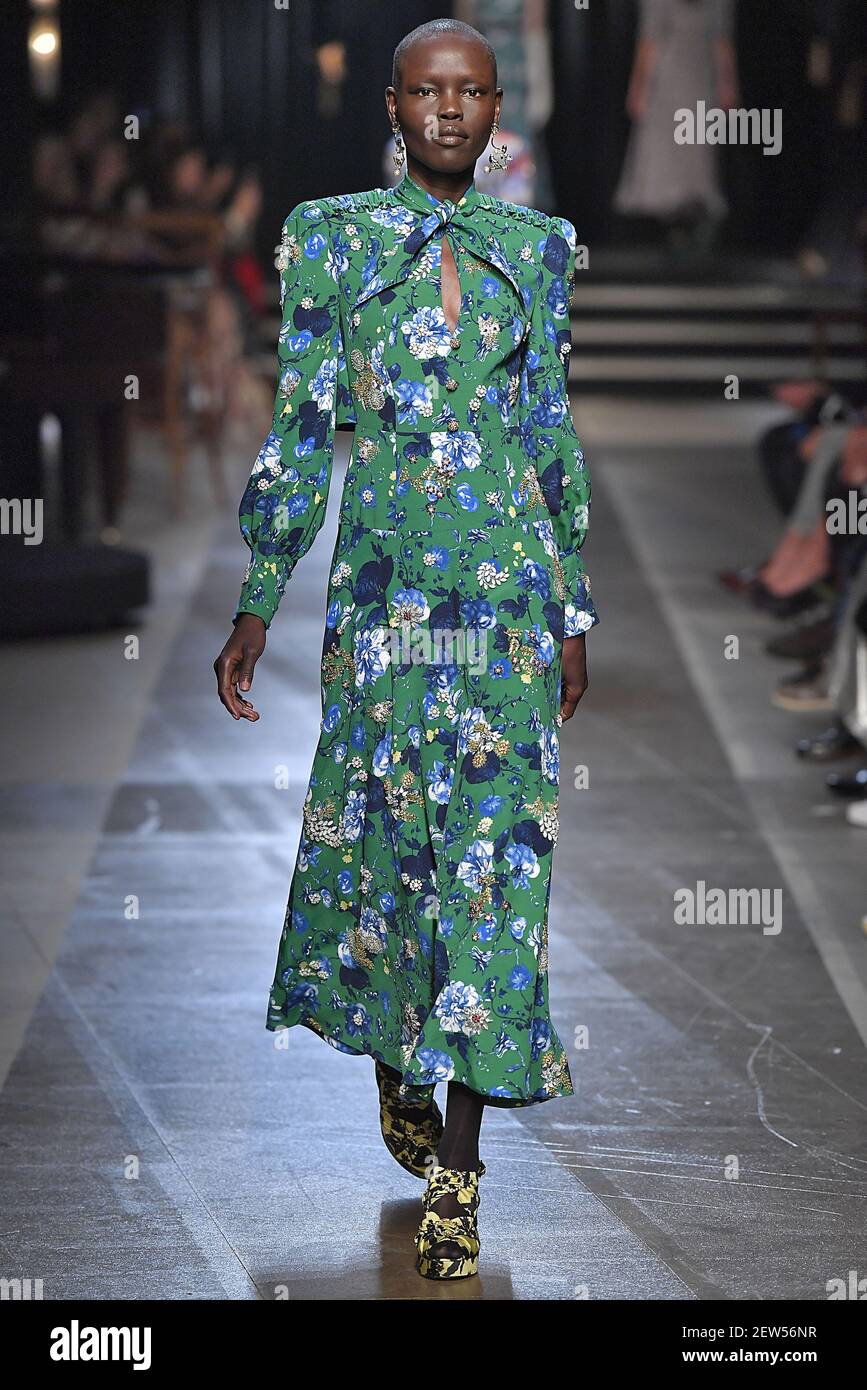 Model Grace Bol walks on the runway during the Erdem Fashion Show ...