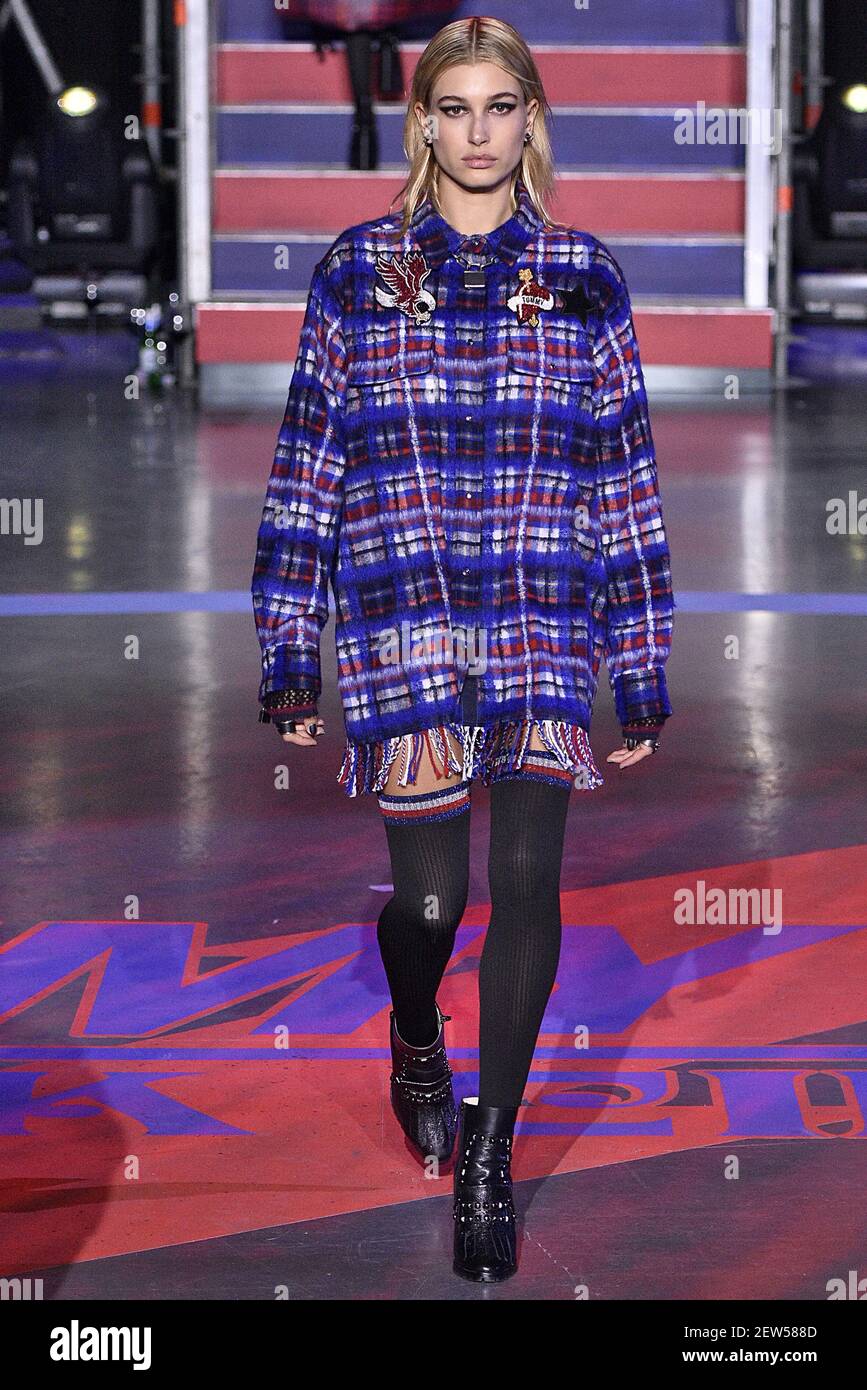 Model Hailey Baldwin walks on the runway during the Tommy Hilfiger Fall ...