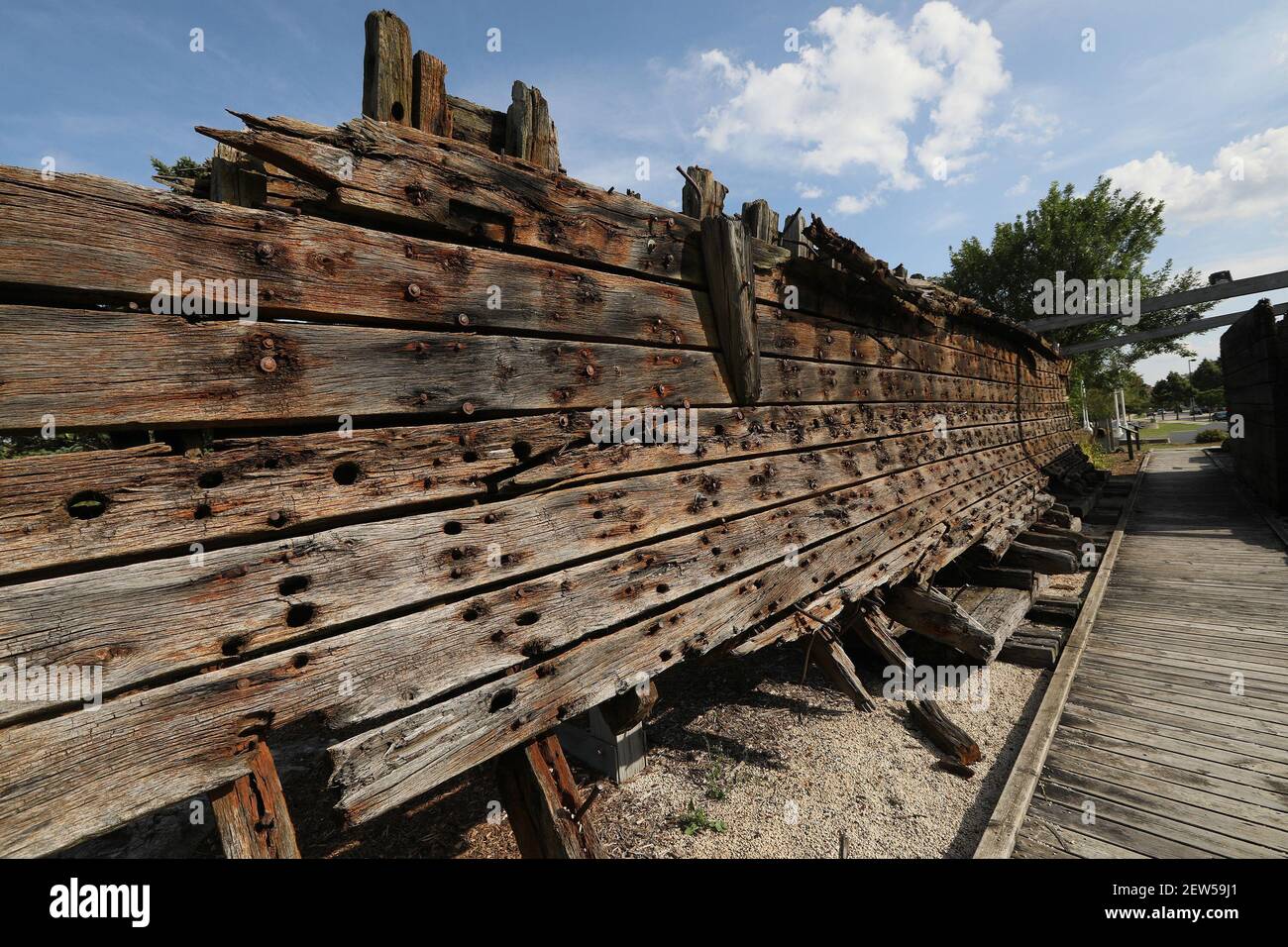 The hull of the Lottie Cooper, a ship sunk off Sheboygan, Wis. in 1894 ...