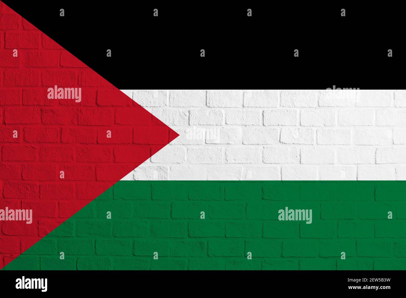 Flag of Palestinian state. Brick wall texture of the flag of ...