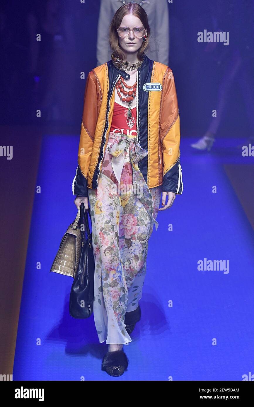 Model Victoria Schons walks on the runway during the Gucci Fashion Show ...