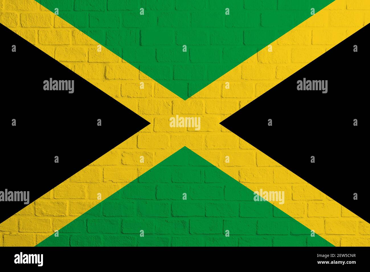 Flag of Jamaica. Brick wall texture of the flag of Jamaica Stock Photo ...